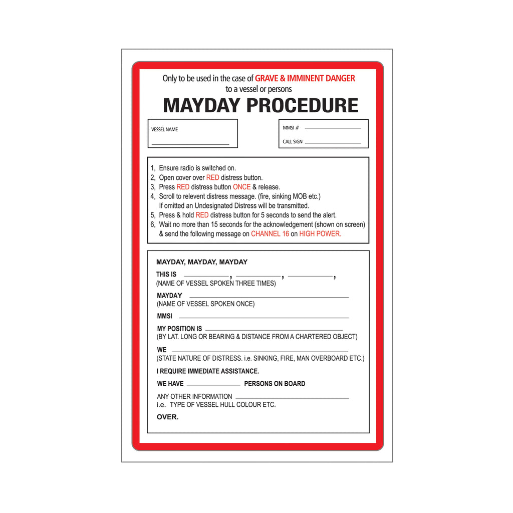 Mayday Procedure Sticker – Fox's Chandlery